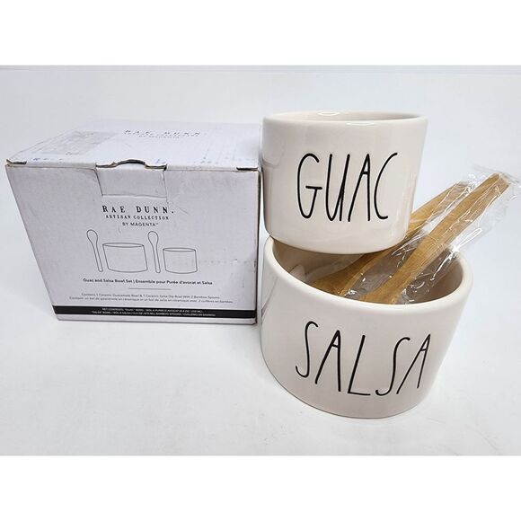 Rae Dunn | Kitchen | Rae Dunn Nwt Guacamole Salsa Bowls Spoons Artisan ...